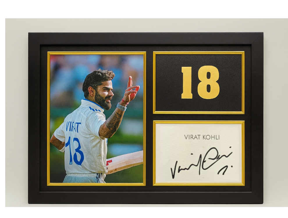 VIRAT KOHLI SIGNED FRAME GOLD EDITION 40X30 CM – My GOAT
